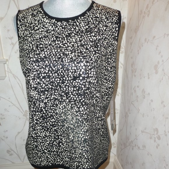 JONES OF NY | Tops | Brand New Sleveless Sequined Black And White ...